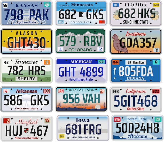 15 Vector LICENSE PLATES Eps Pdf Svg Png Jpg - Etsy