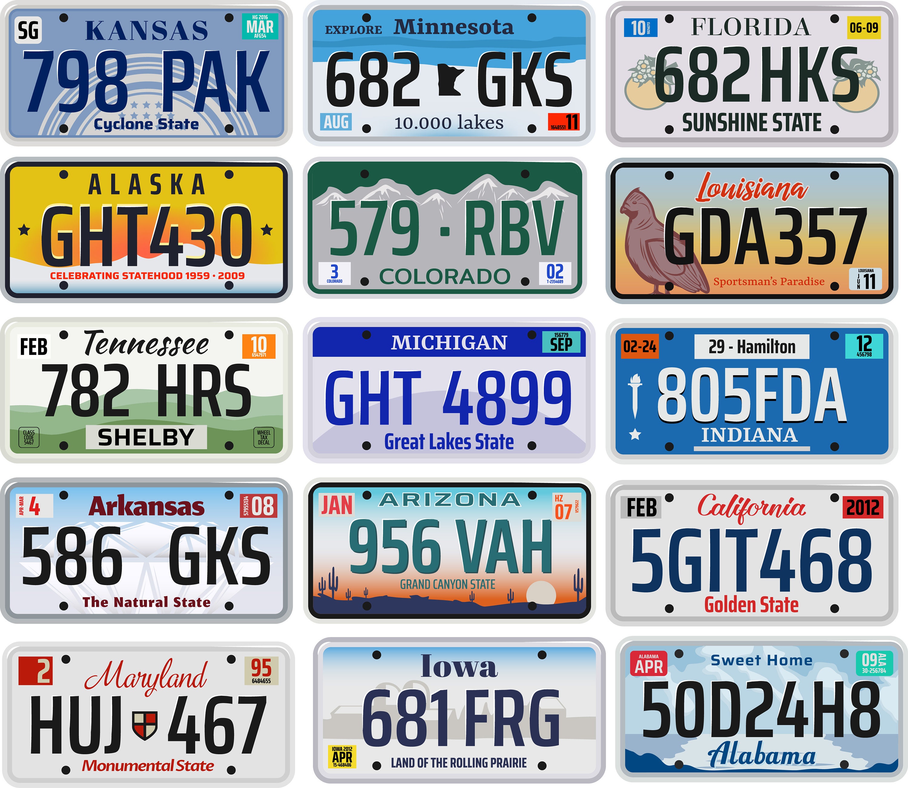 15 Vector LICENSE PLATES Eps, Pdf, Svg, Png, Jpg - Etsy