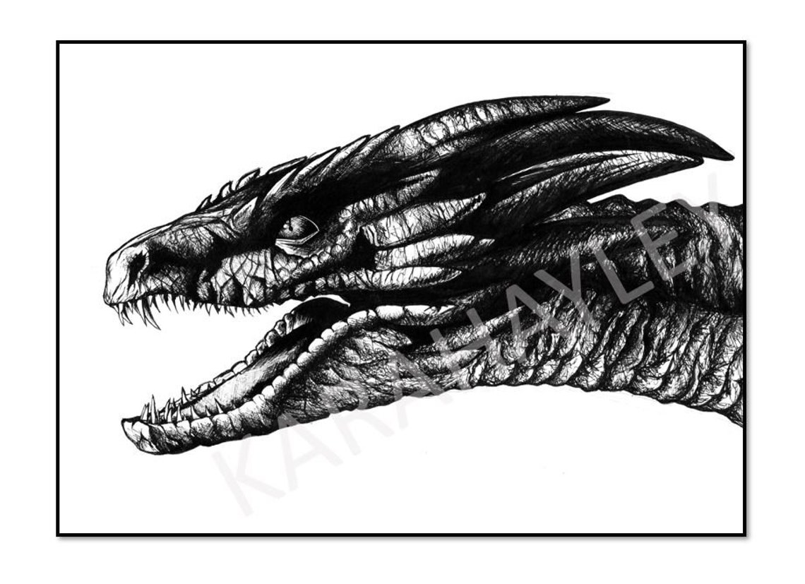 Dragon Print Drogon Game of Thrones Drawing Sketch Pen & - Etsy