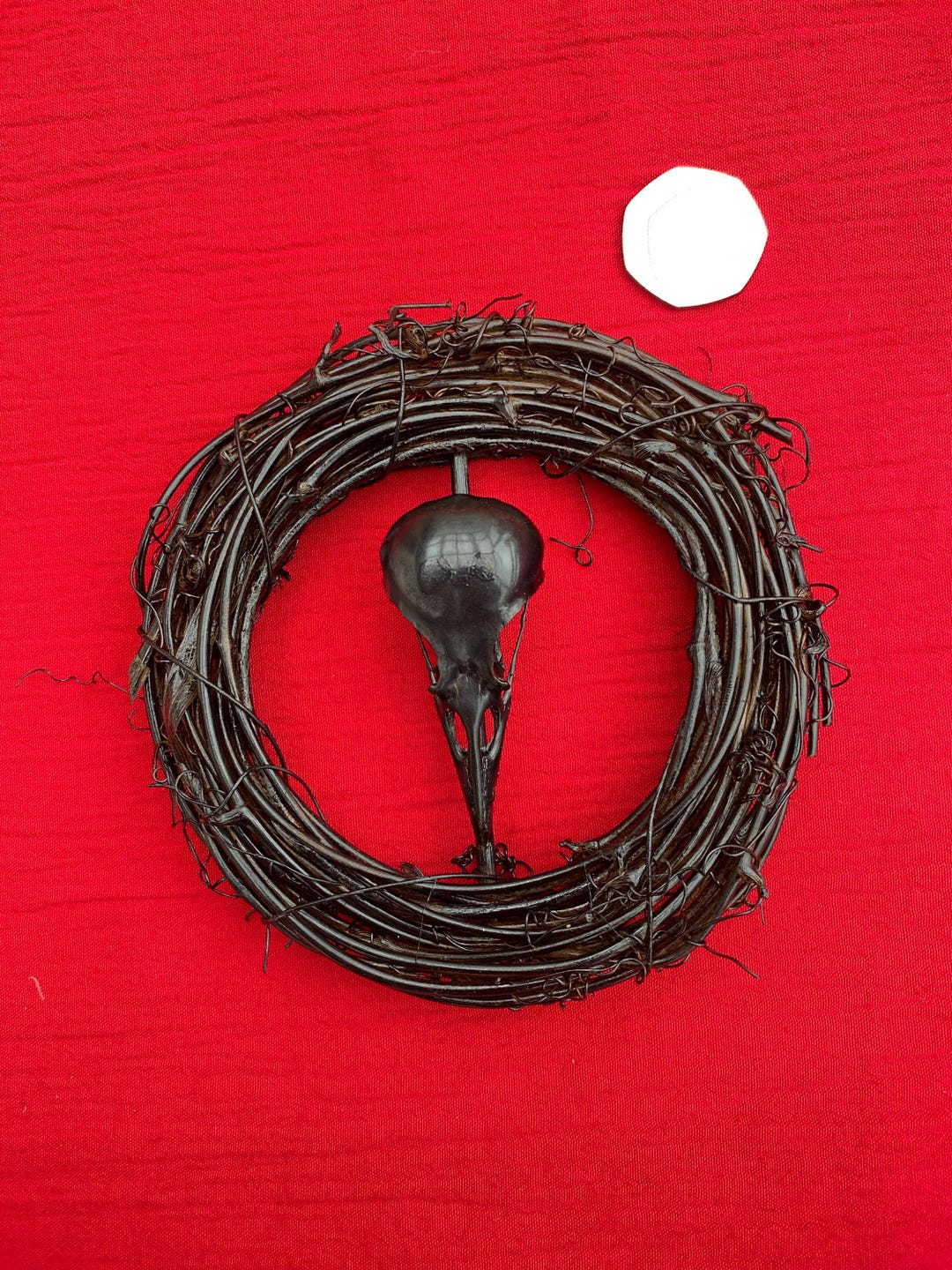 Crow Skull Wreath Goth Witchcraft Occult Altar Display Art Animal Bones ...