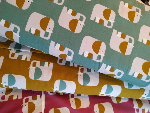 Organic Cotton Cotton Jersey Elephants in 3 Current Colours - Etsy