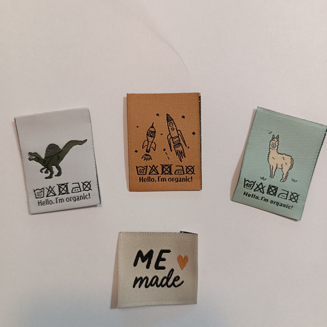 Label, Woven Labels With Dino, Lama, Rake and Me Made, by Evelyckan 1 ...