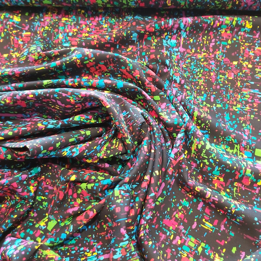Baumwoll Jersey bunte Confetti Sprenkel auf schwarz - 0,5mtr - Etsy.de
