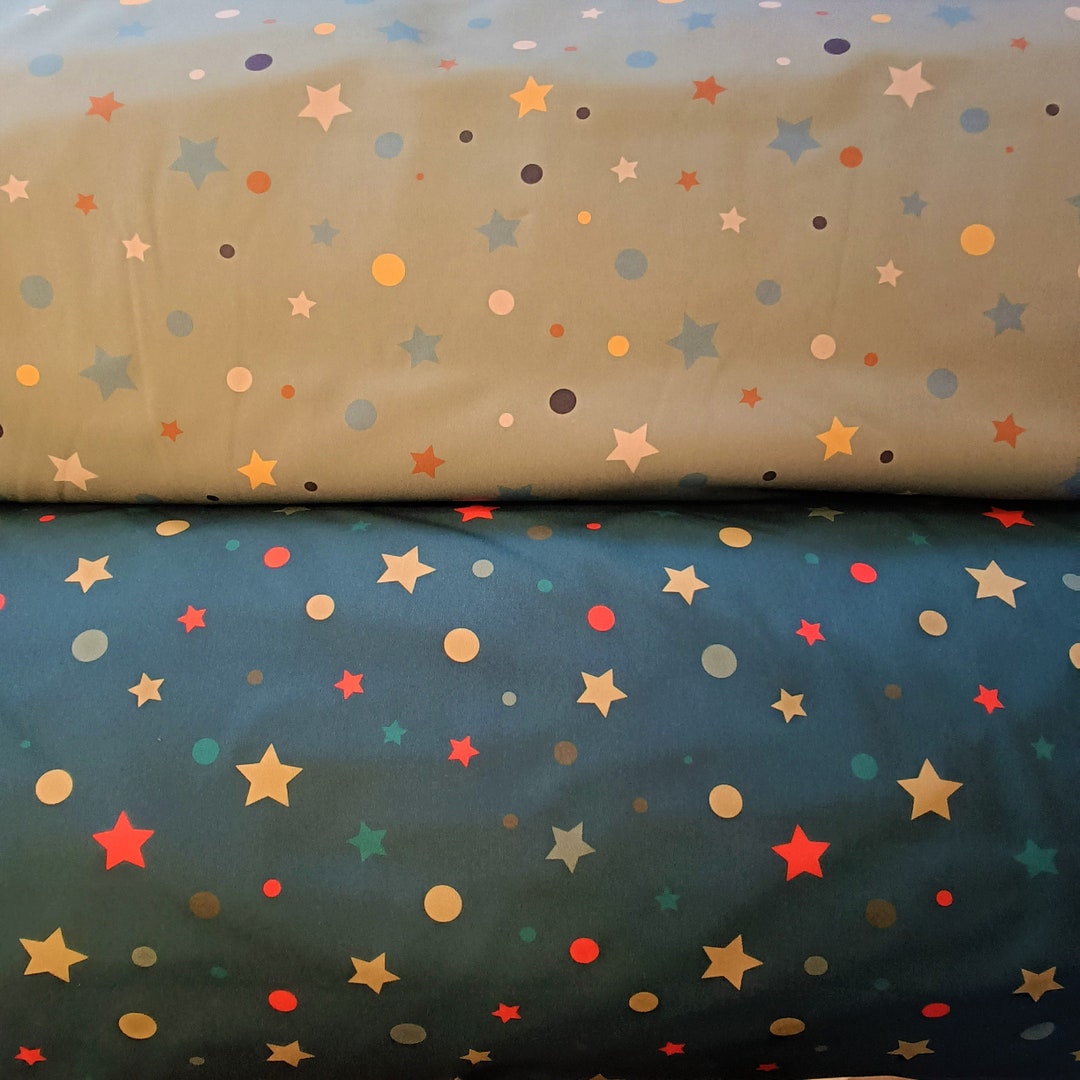 Stars and Dots - Softshell, in 2 Colors, Soft Fleece Backing - 0.5mtr ...