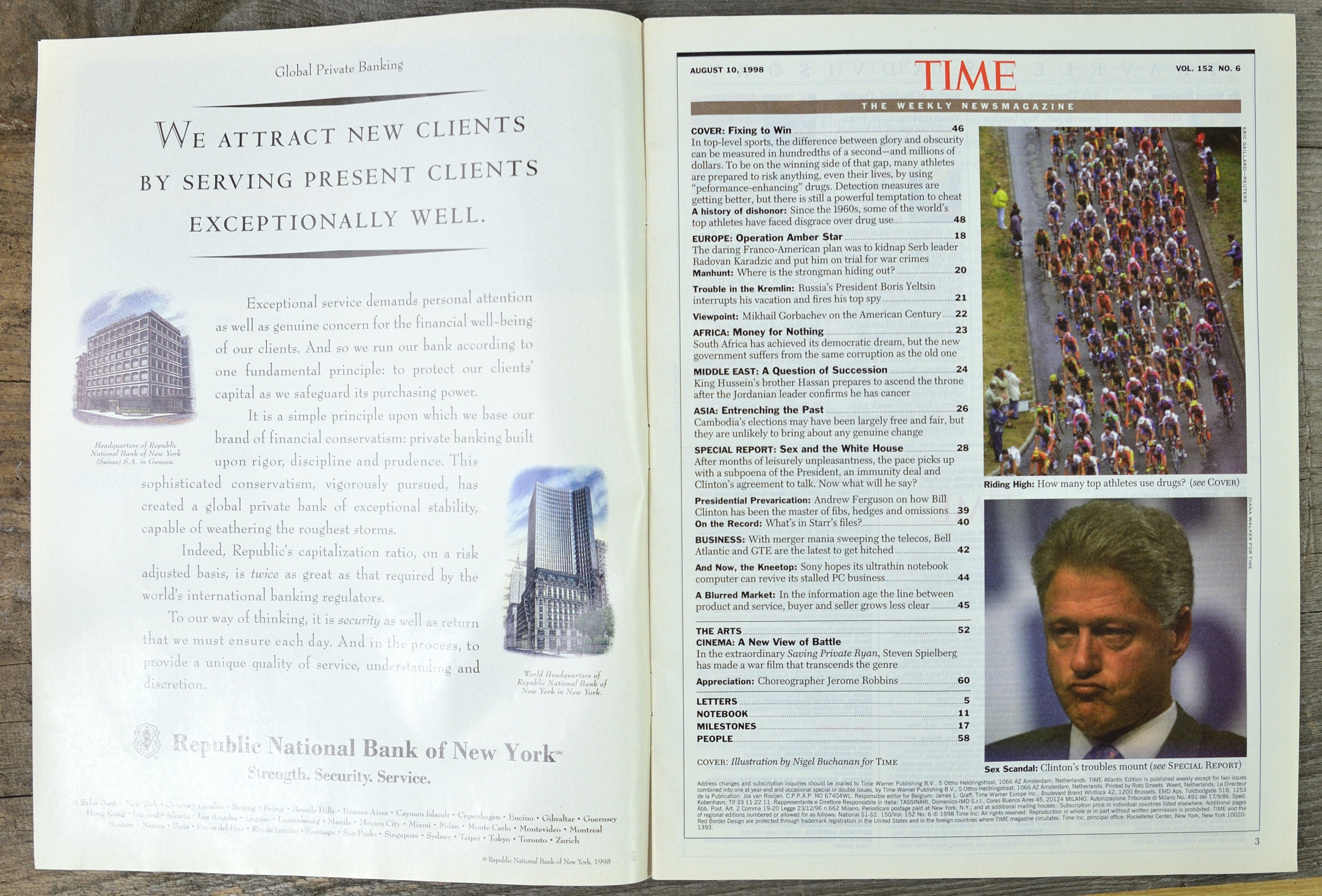 Time Magazine Issue From August 10, 1998 / Vintage Weekly Magazine ...