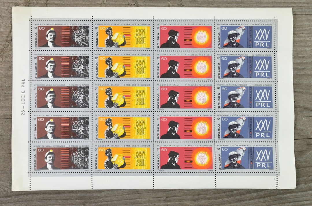 25 Years of Polish People's Republic 1969 Stamp Sheet/ Vintage Polish ...