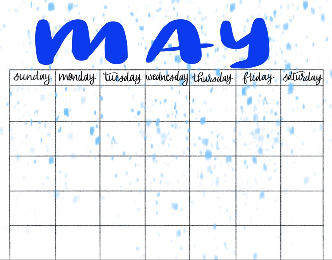Blank May Monthly Template - Etsy