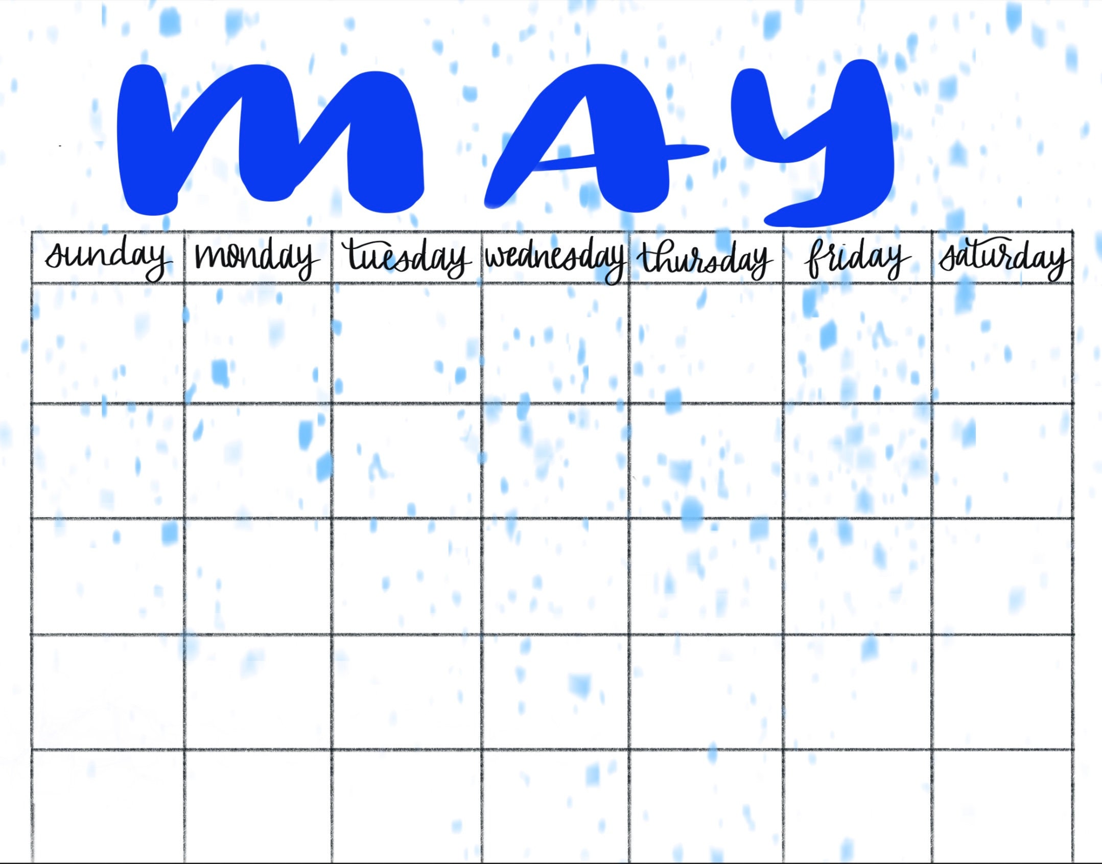 Blank May Monthly Template - Etsy