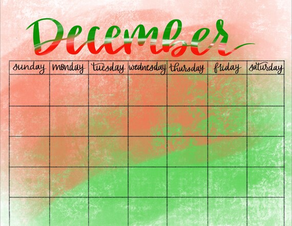 Blank December Monthly Template | Etsy
