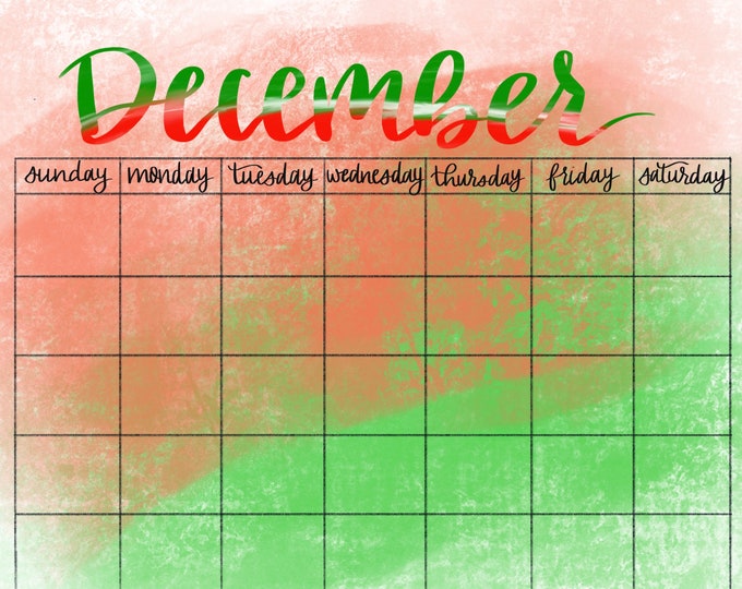 Blank December Monthly Template - Etsy