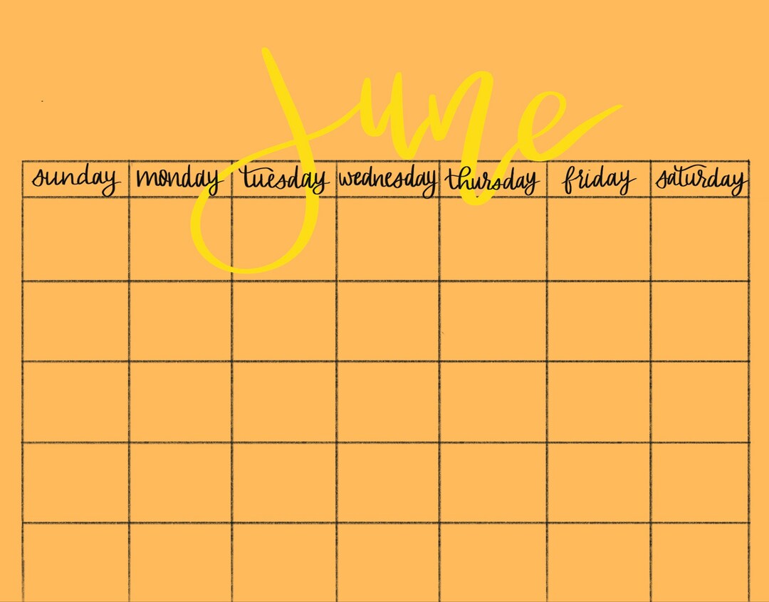 Blank June Monthly Template - Etsy