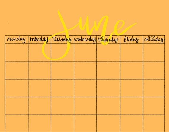 Blank June Monthly Template - Etsy