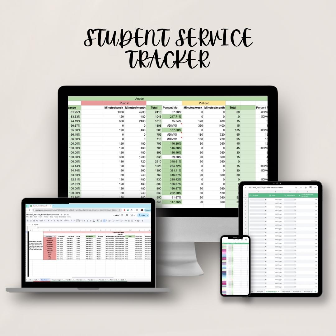 Custom IEP Service Minutes Tracker Setup • Personalized Google Sheets ...