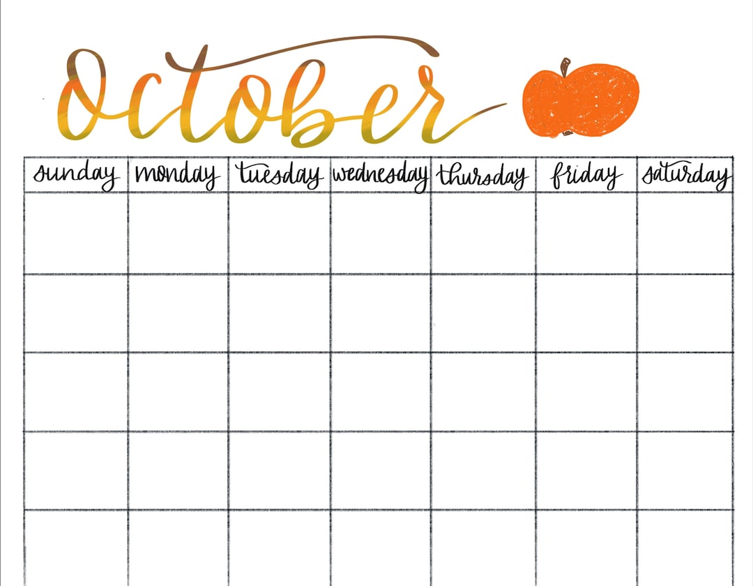 Blank October Monthly Template - Etsy
