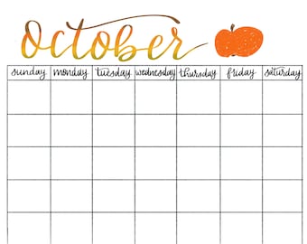 Blank October Monthly Template - Etsy
