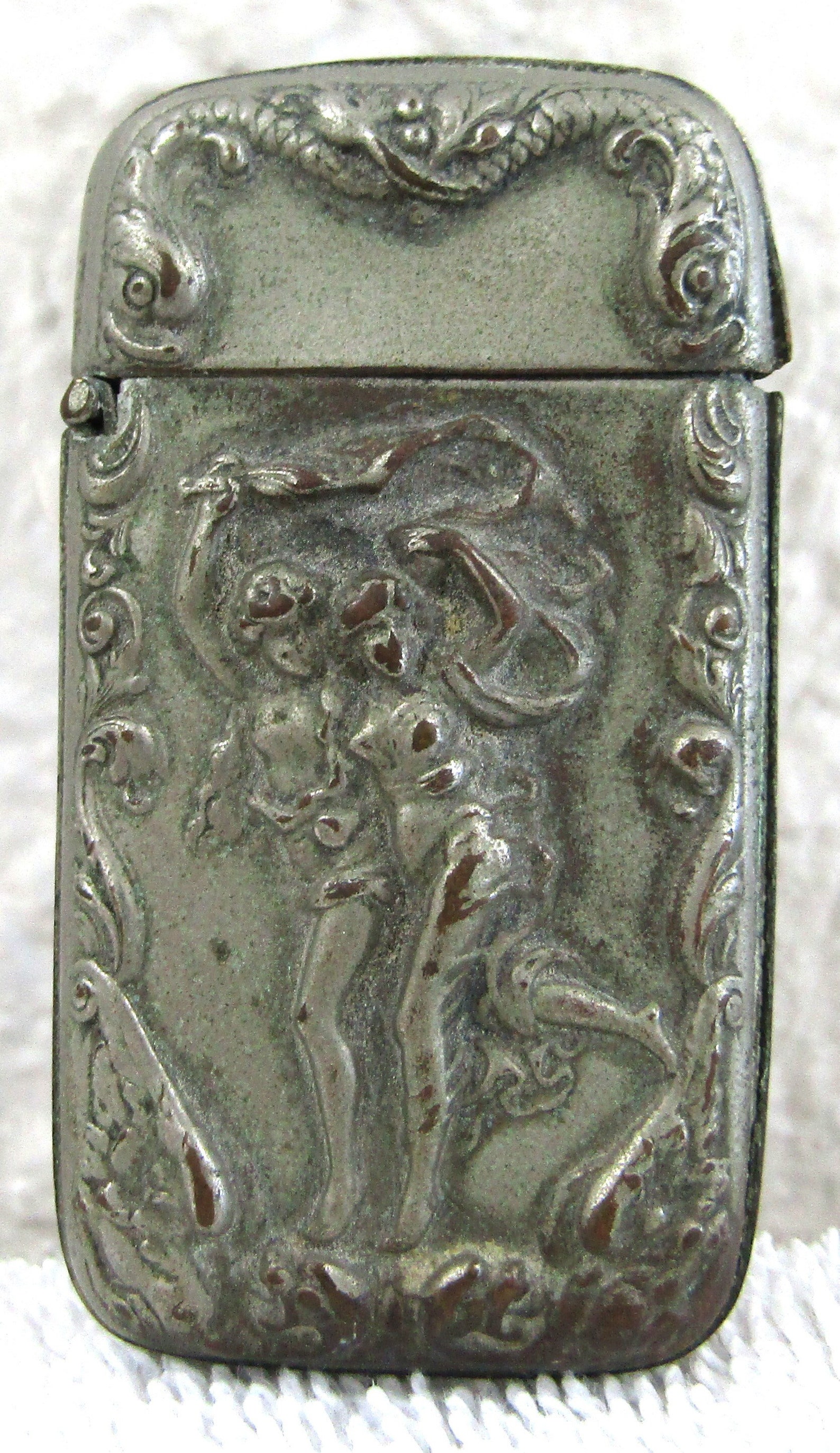 Antique Art Nouveau Match Safe Case Vesta Box Repousse Figures - Etsy