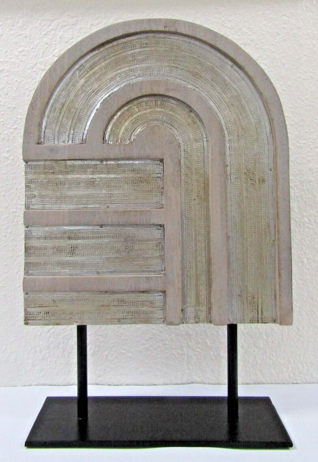 Contemporary Gray Wooden Geometric Tabletop Sculpture 18.5" Tall - Etsy