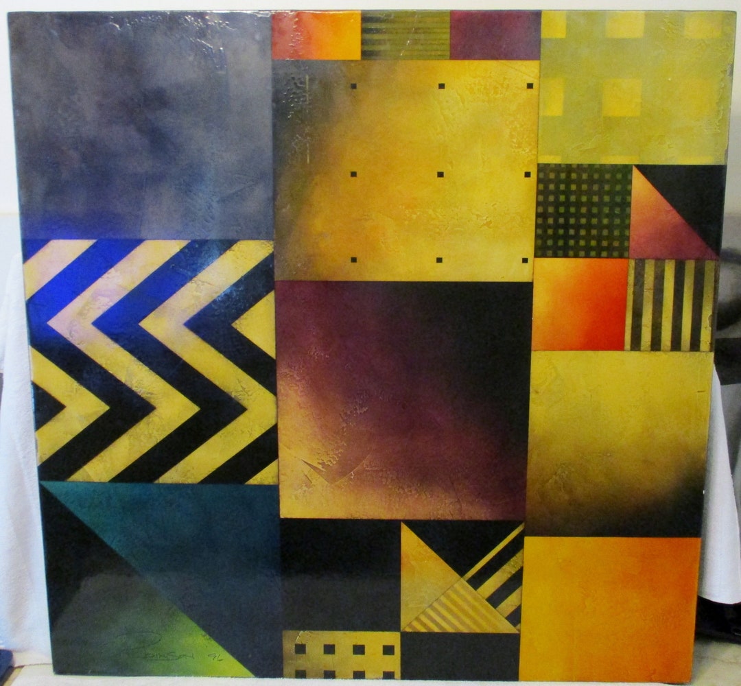 Gregg Robinson Large Modernist Geometric Abstract Painting "patchwork ...
