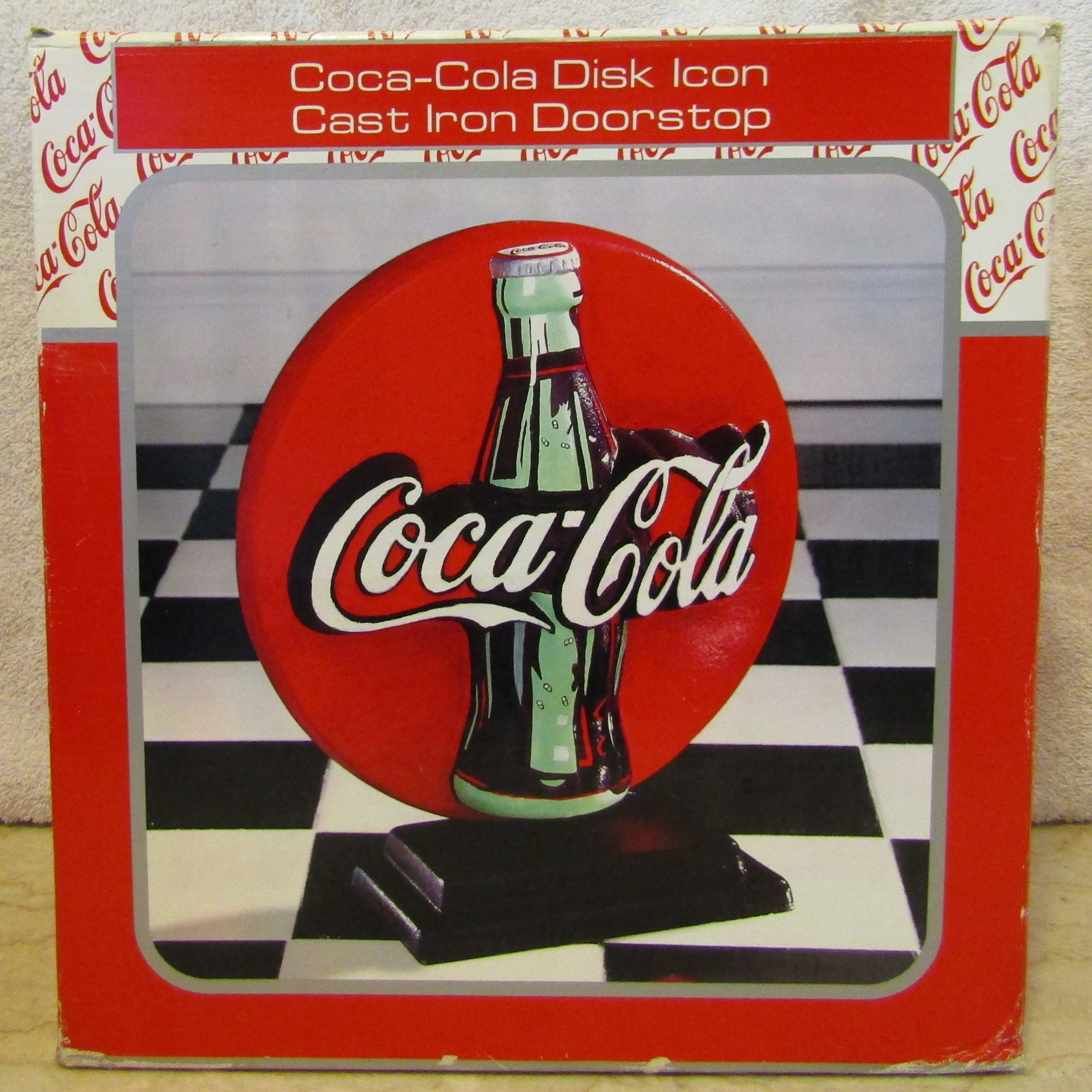New 1997 Coca-cola Disk Icon Cast Iron Doorstop in Box - Etsy