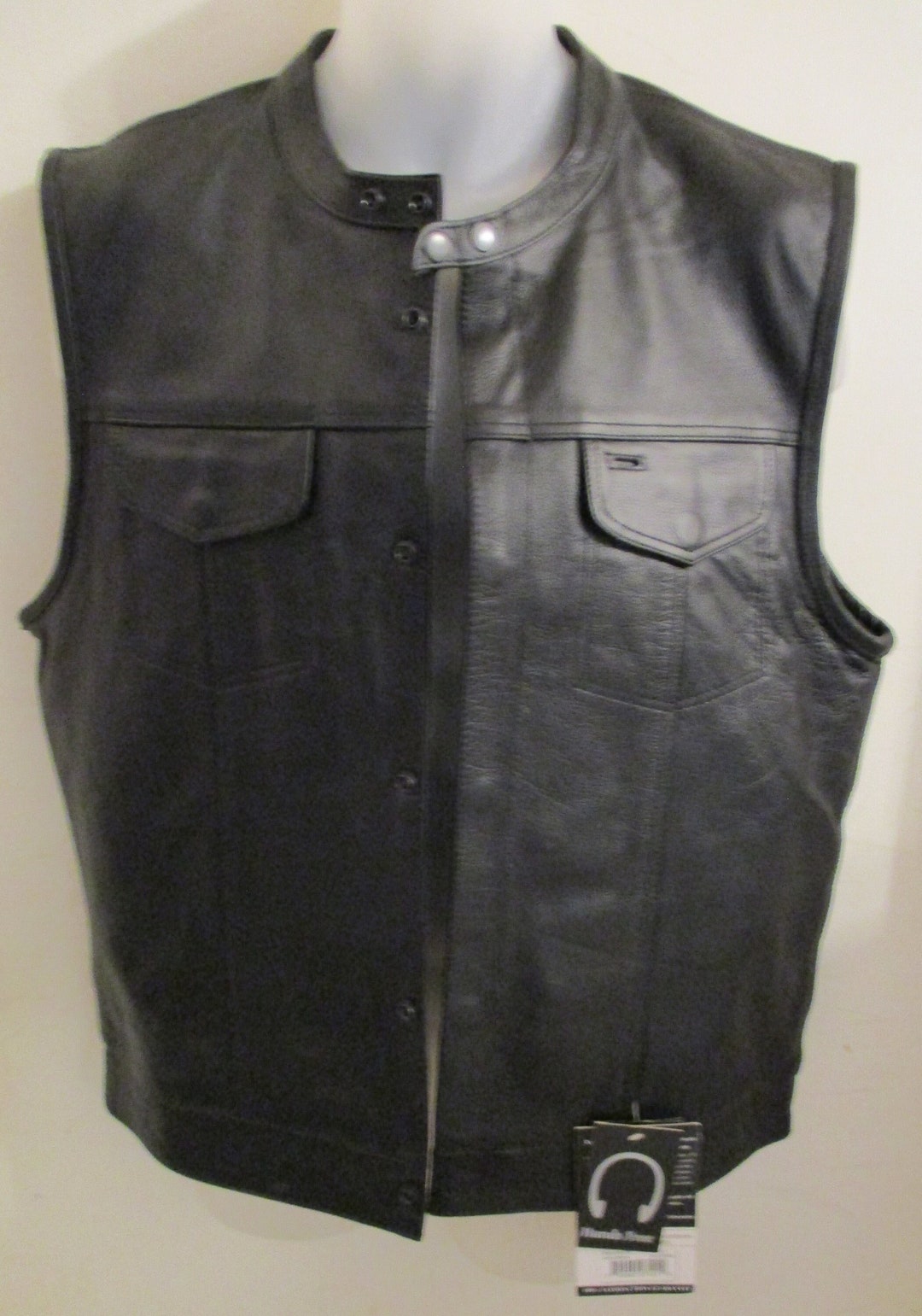 Xelement XS-1937 Men's Black Leather Motorcycle Vest Size Large - Etsy