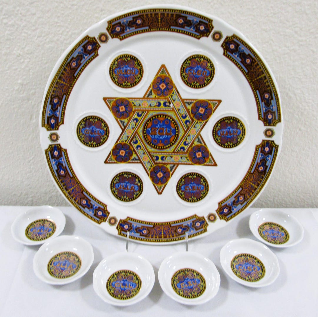 Stunning Naaman Moshe Jacob Israel Porcelain Passover Seder Plate Set ...