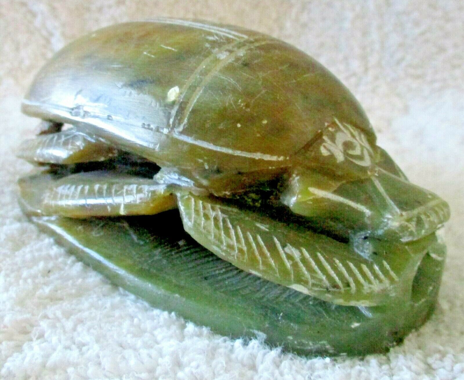 Egyptian Scarab Beetle With Detailed Carved Hieroglyphics Solid Marble ...