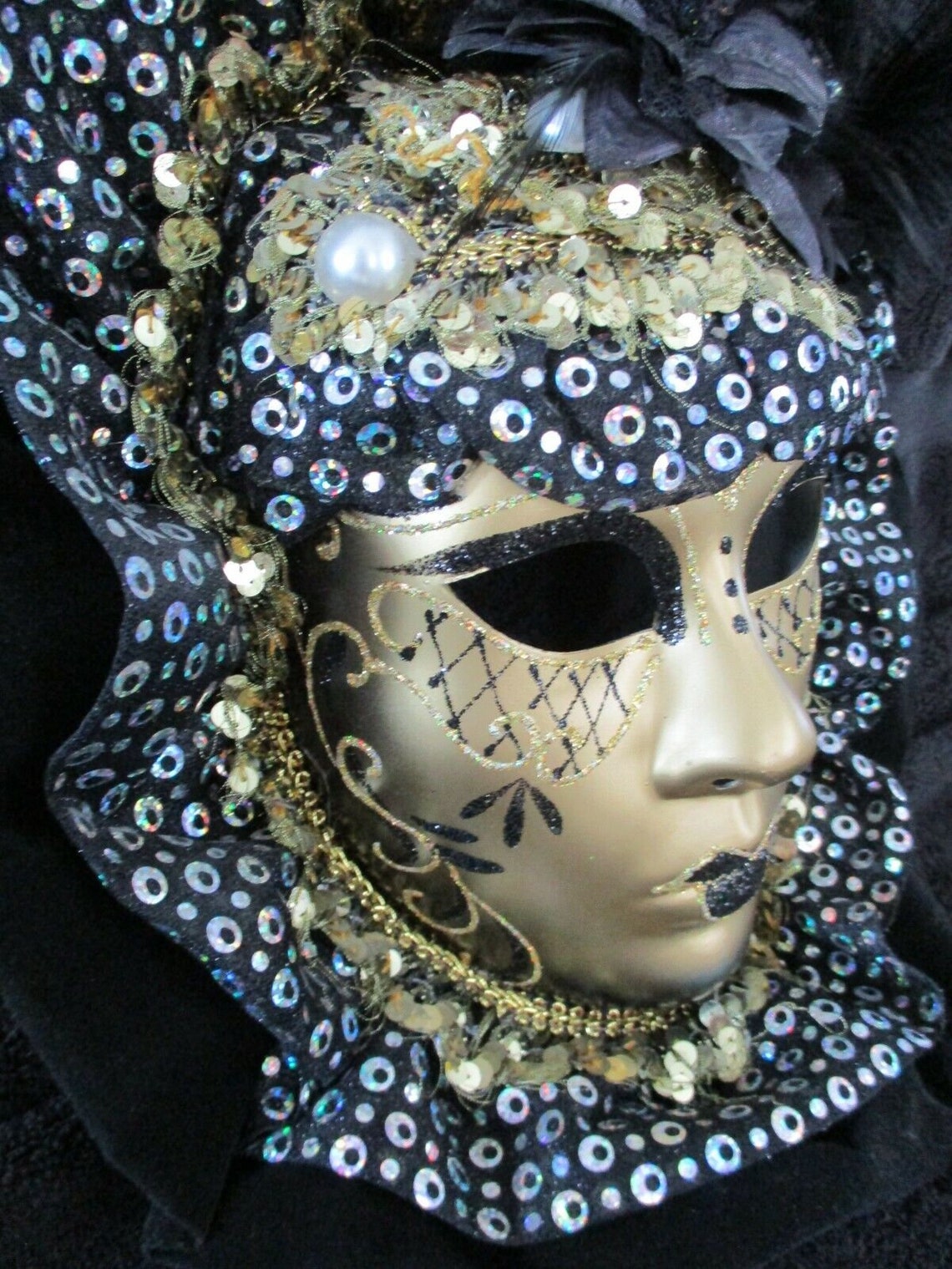 Black and Gold Full Face Mask - Etsy