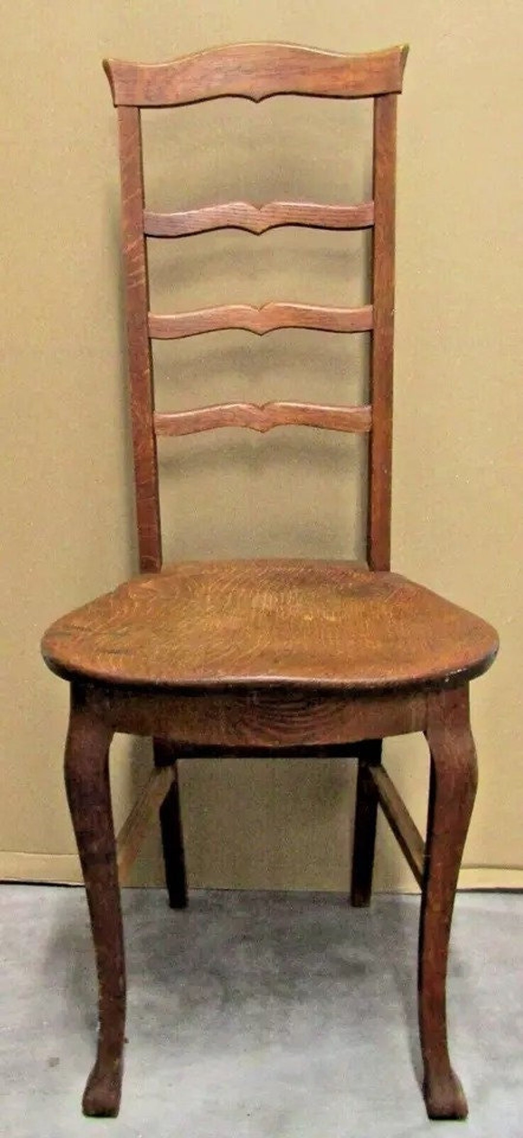 Antique Oak Three Slat Ladder Back Tear Drop Seat Side Chair - Etsy