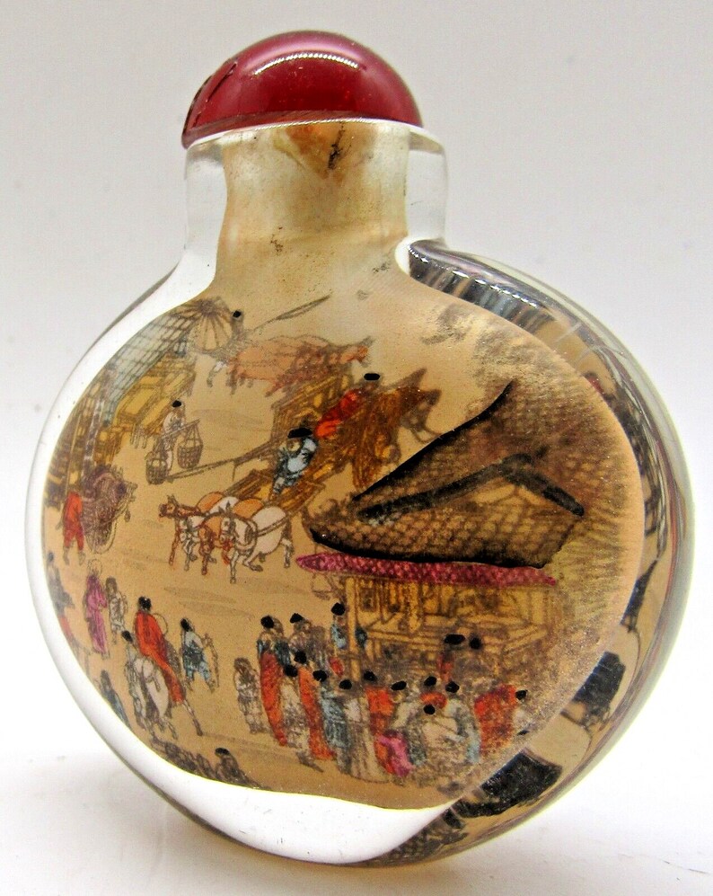 Vintage Miniature Chinese Reverse Painted Glass Snuff Bottle - Etsy
