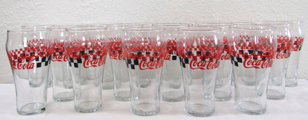 Lot of New 18 Coca-cola Checkered 16 Oz Bell Soda Glasses Indiana Glass ...