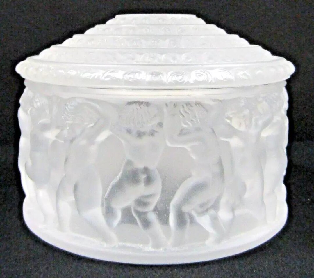 Vintage Lalique Signed Enfants Round Lidded Box Crystal - Etsy
