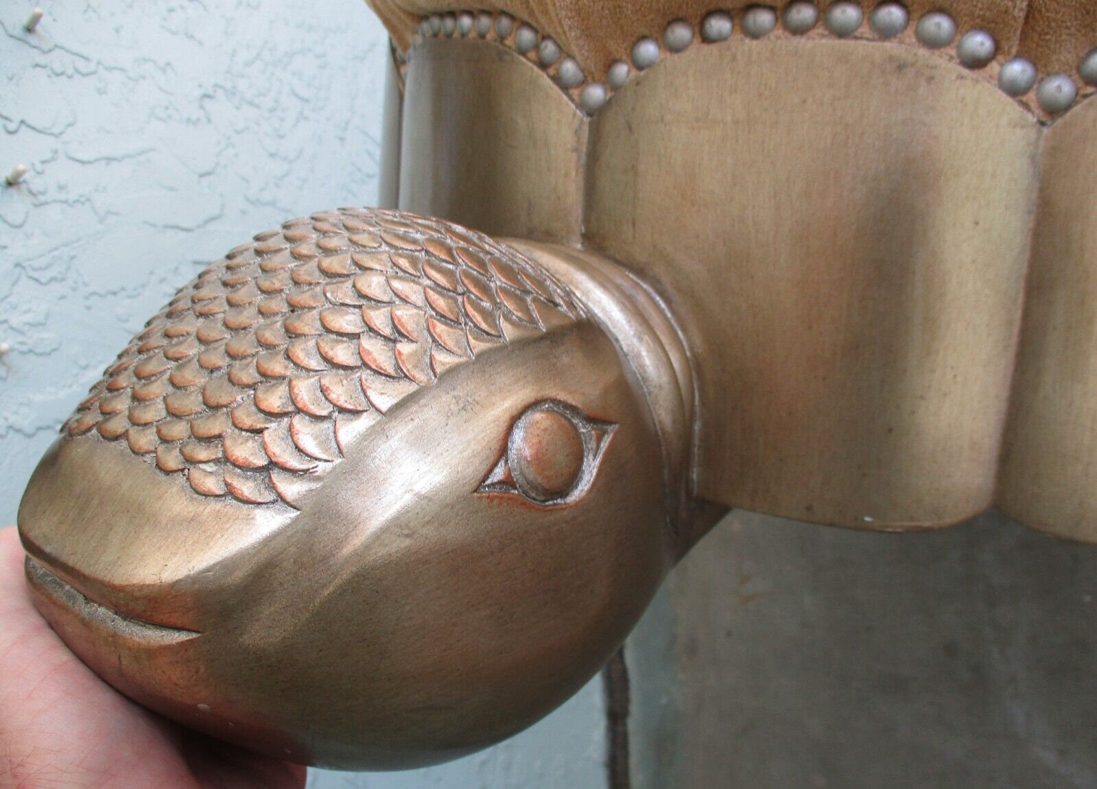 Large Gold Carved Wood and Upholstery Turtle Ottoman Footstool - Etsy