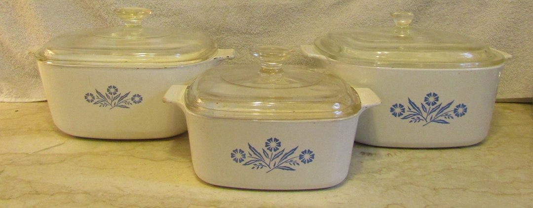 Set of Three Corningware Blue Cornflower Lidded Casserole - Etsy