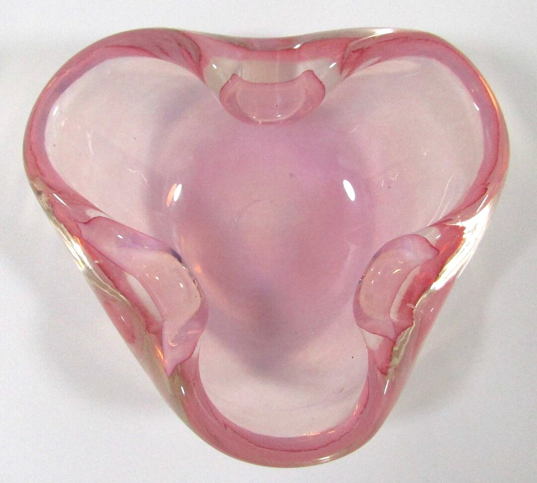 Vintage Murano Pink and Clear Glass Ruffled Bowl - Etsy