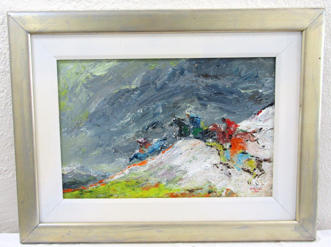 Signed and Framed Ken Nishi 1991 Abstract Oil Painting Titled Winter ...