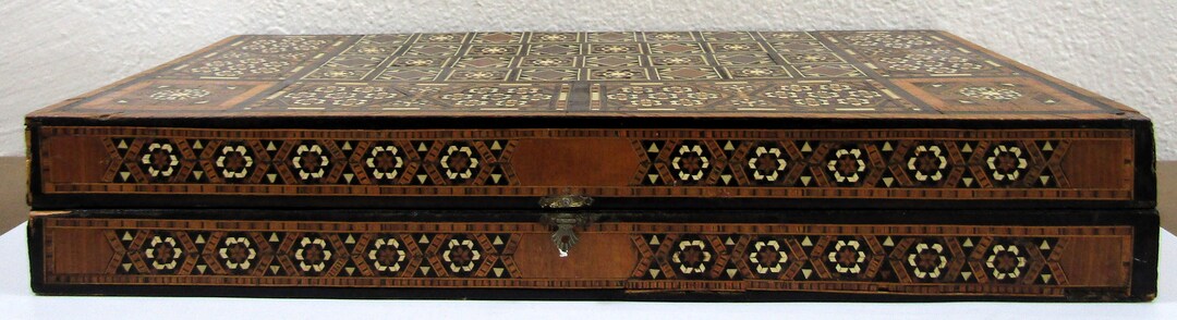 Vintage Syrian Backgammon Board Handcrafted Marquetry Wooden 20 Game ...