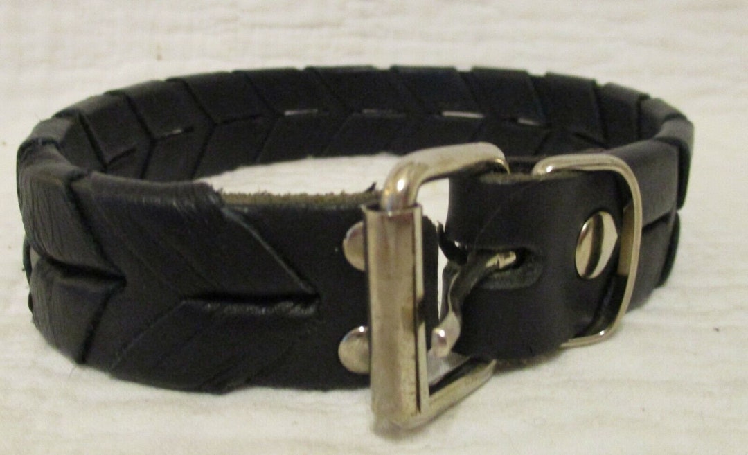 Black Leather 16 Long Tire Tread Buckle Collar - Etsy