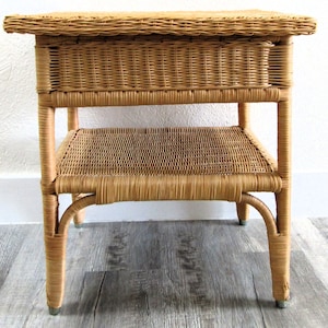 Vintage French Country Wicker End Table Side Table With Bottom Shelf - Etsy