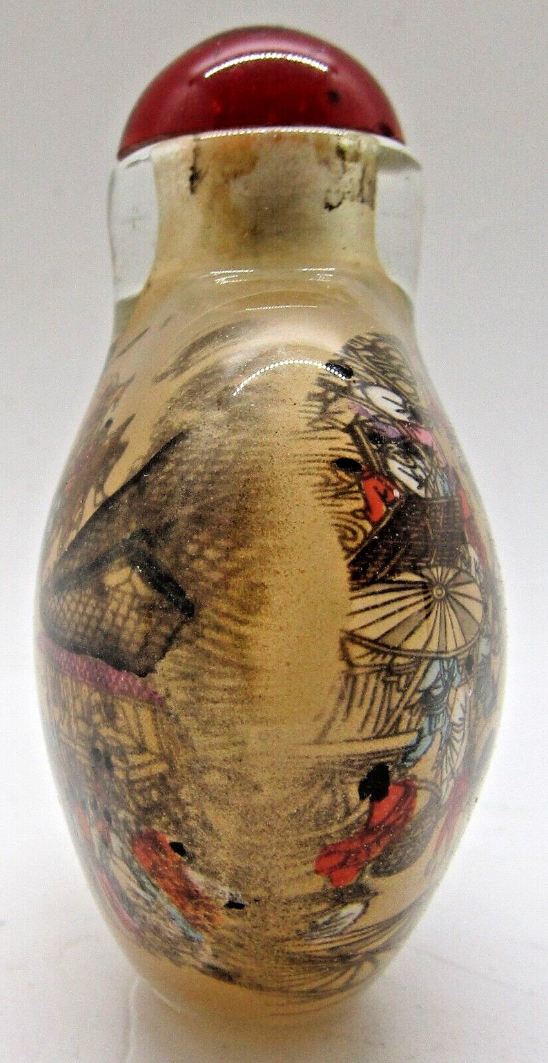 Vintage Miniature Chinese Reverse Painted Glass Snuff Bottle - Etsy