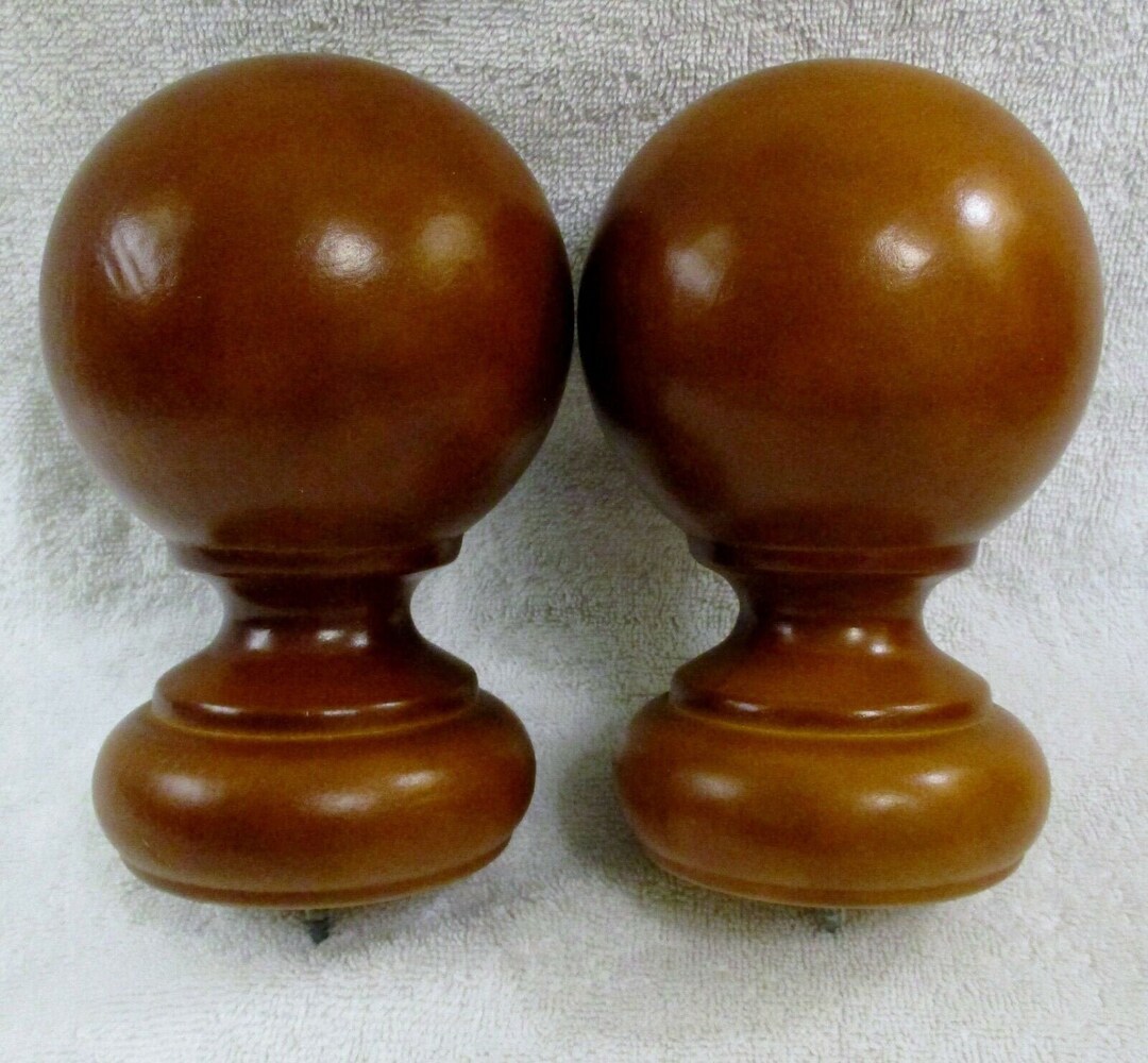 NEW Pair KIRSCH Walnut Wood Screw-in 3" Ball Finials 59083085 - Etsy