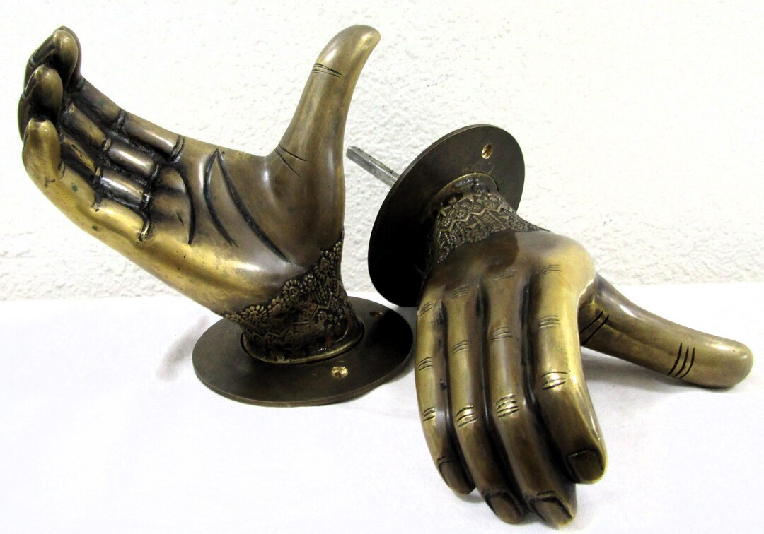 Pair Antique Solid Brass Hand Shake Welcome 7 1/2 Door Handles - Etsy