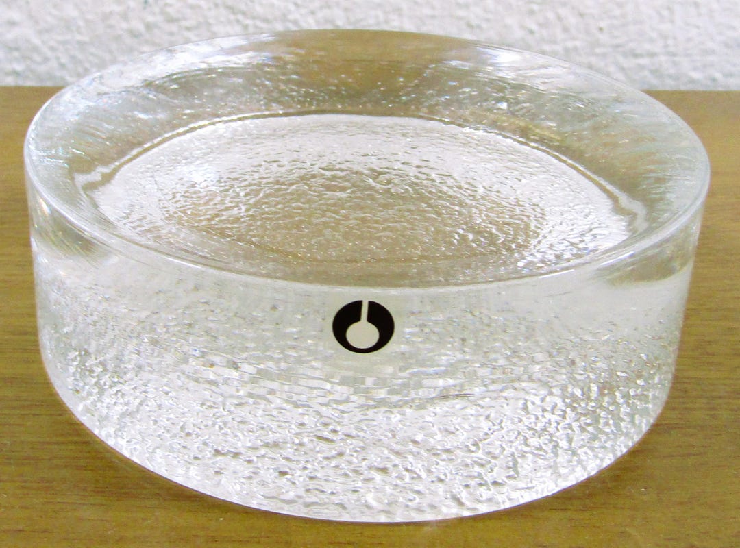 Vintage Swedish Pukeberg Concave Glass Bowl or Paperweight With ...