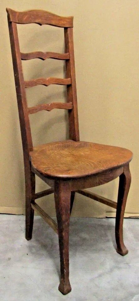 Antique Oak Three Slat Ladder Back Tear Drop Seat Side Chair - Etsy