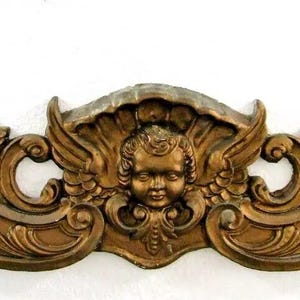 Gold Scroll and Floral With Angel Face Pediment 40" Long - Etsy