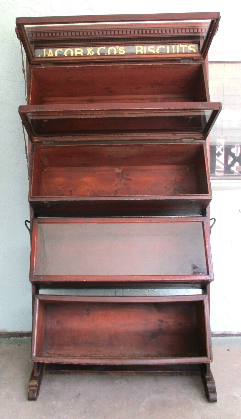 Antique English Jacob & Co’s Biscuits Four Shelf Shop Display Cabinet ...