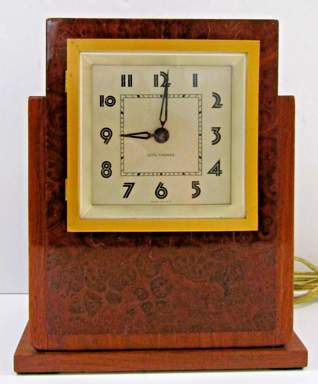 1930s Seth Thomas Art Deco Burl Wood and Walnut Table Clock - Etsy