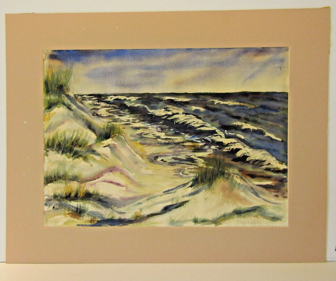 Nellie Trischman Coastal Beach Dunes Watercolor Painting - Etsy