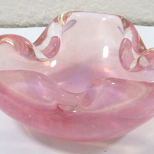 Vintage Murano Pink and Clear Glass Ruffled Bowl - Etsy