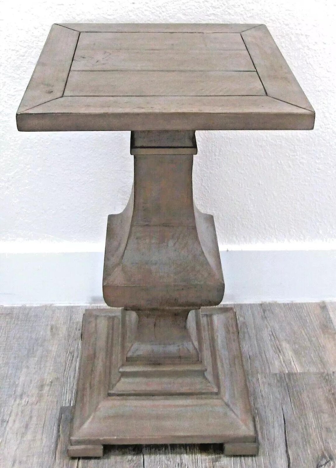Haverty's Beckley Accent Table Square Top Pedestal Base Solid Pine ...