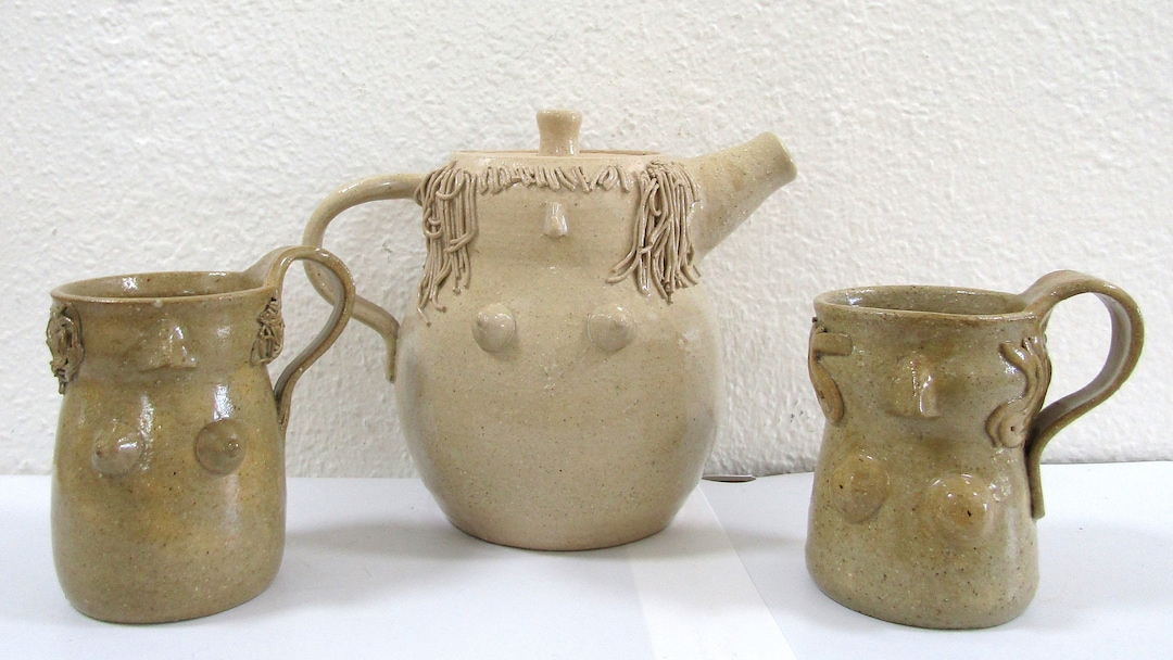 Signed Vintage Studio Pottery Woman Design Tea Set Attributed Agnes ...